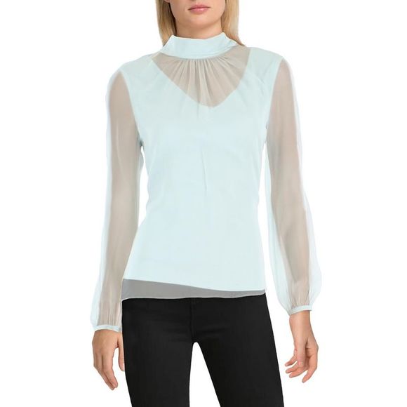 Ted Baker | Tops | Ted Baker Womens Temia Green Silk Ruched High Neck ...